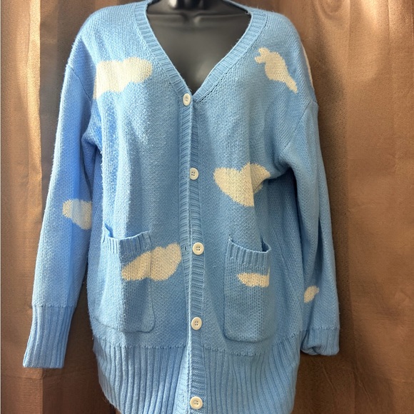 SHEIN | Sweaters | Shein Blue And White Cloud Cardigan | Poshmark